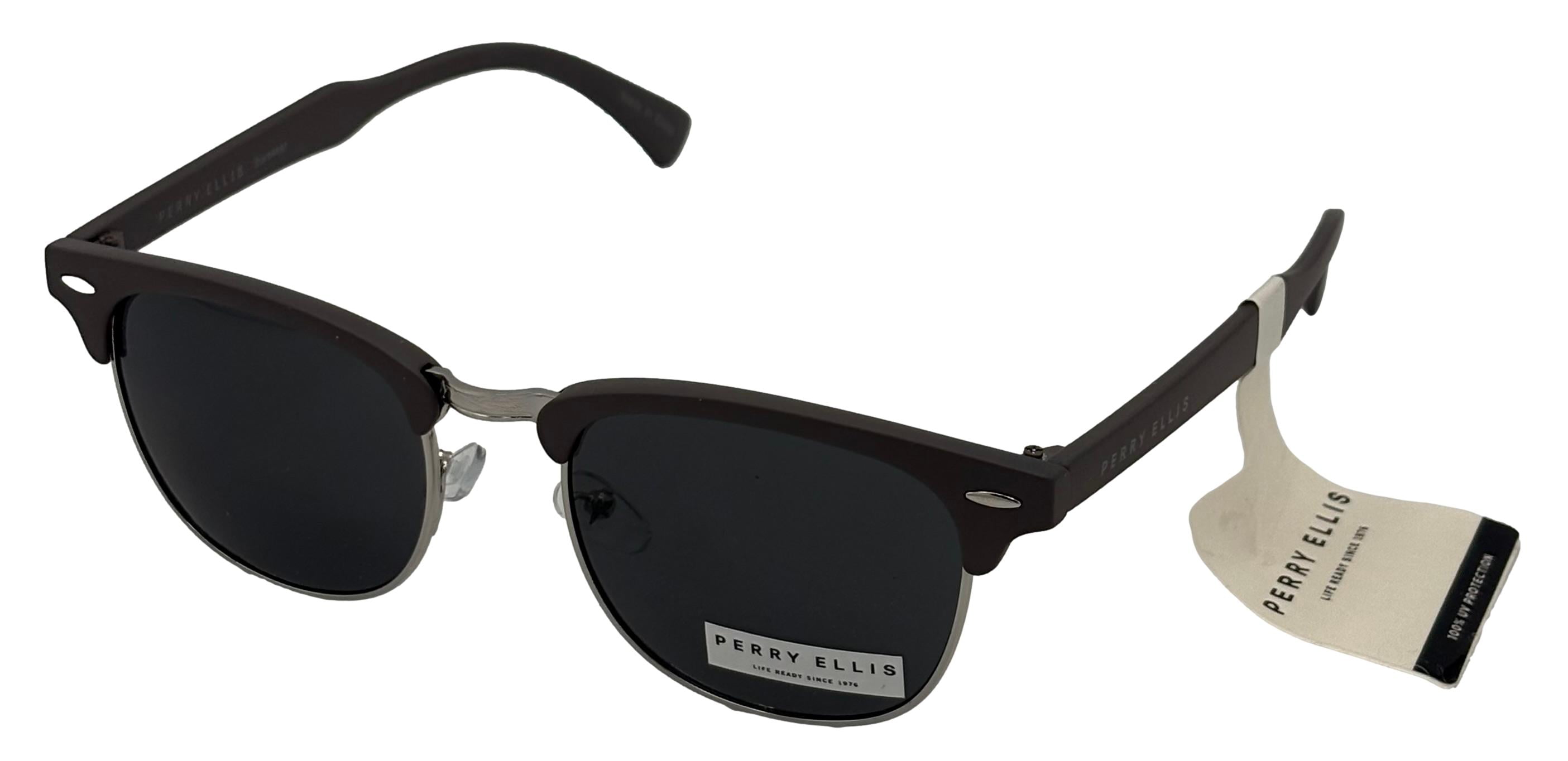 Perry Ellis Mens Sunglass Matte Grey Plastic Square, Solid Smoke Lens ...