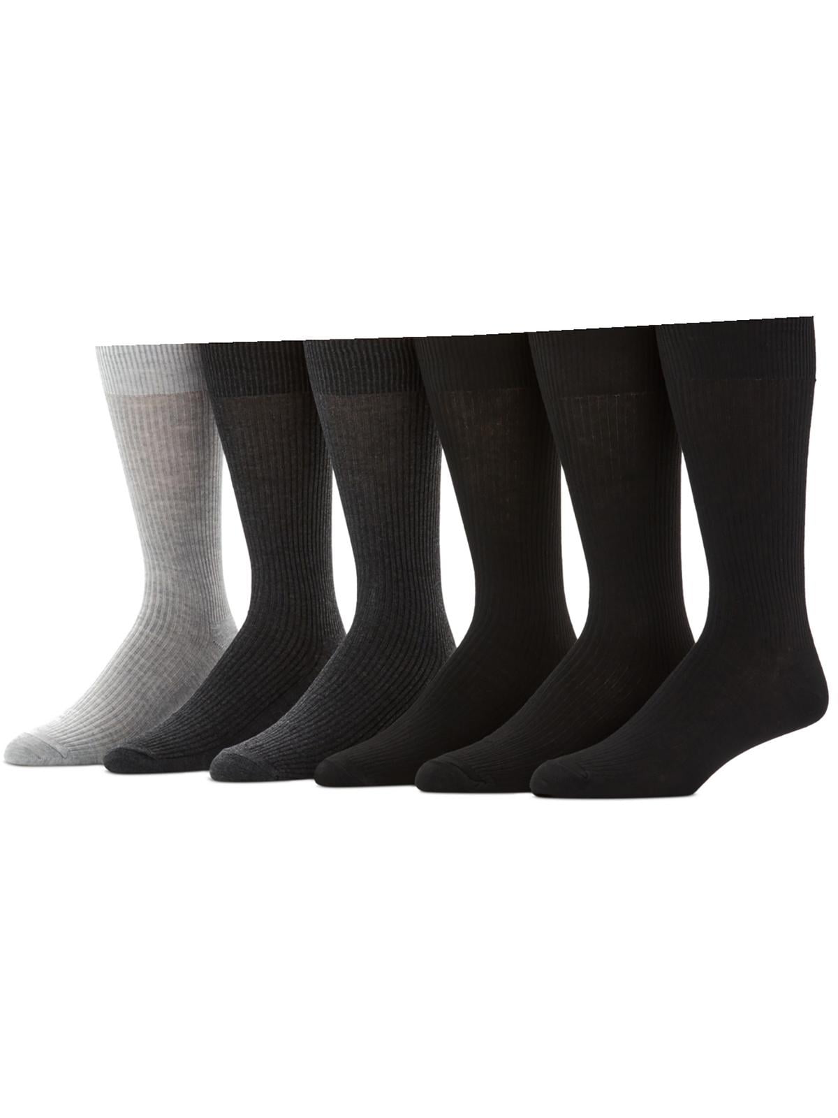 Perry Ellis Portfolio Men's Casual Rib Crew 6 Pk Socks Black Size ...