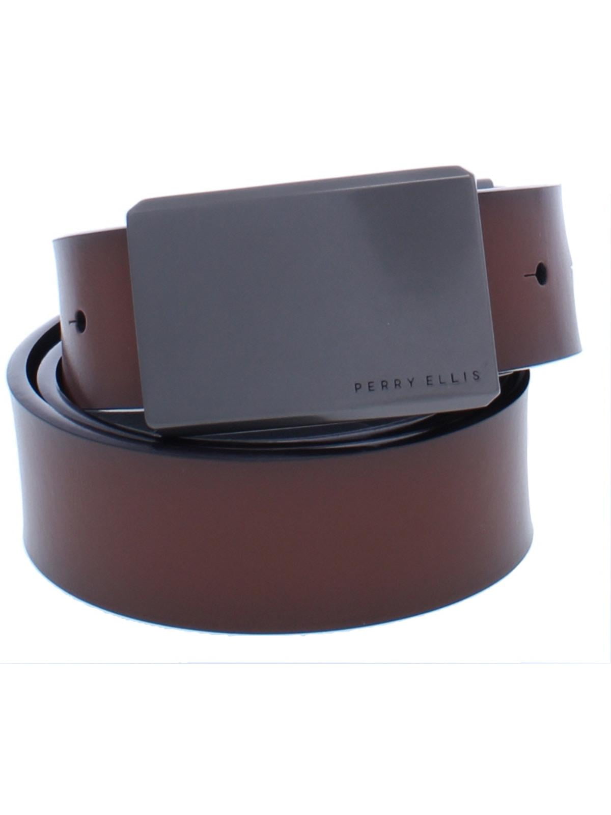 Perry Ellis Portfolio Mens Matt Leather Reversible Dress Belt Brown 40 ...