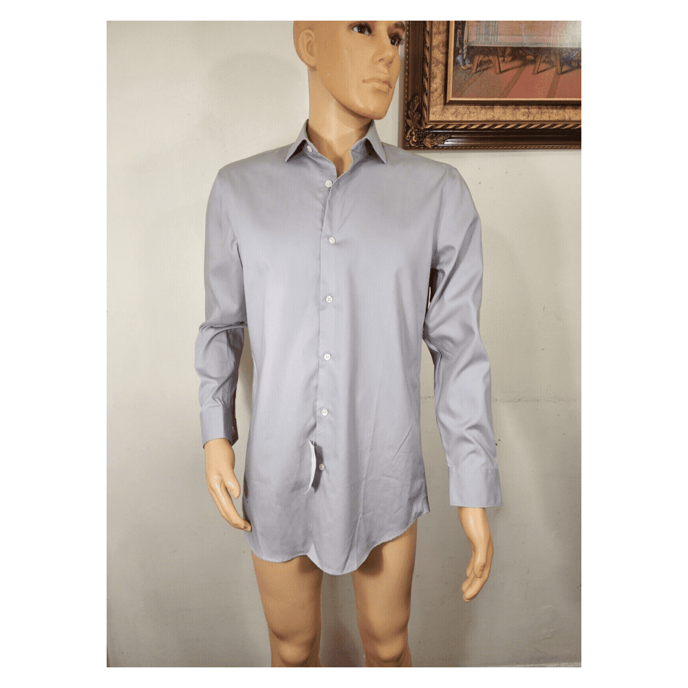 Perry Ellis Premium Men's Slim Fit Dress Shirt Gray cotton, 16.534/35 ...