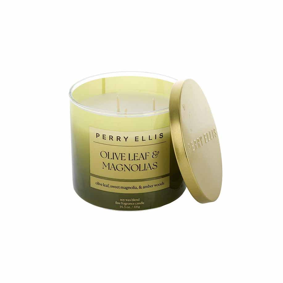 Perry Ellis Scented Candle - Olive Leaf & Magnolias - Walmart.com