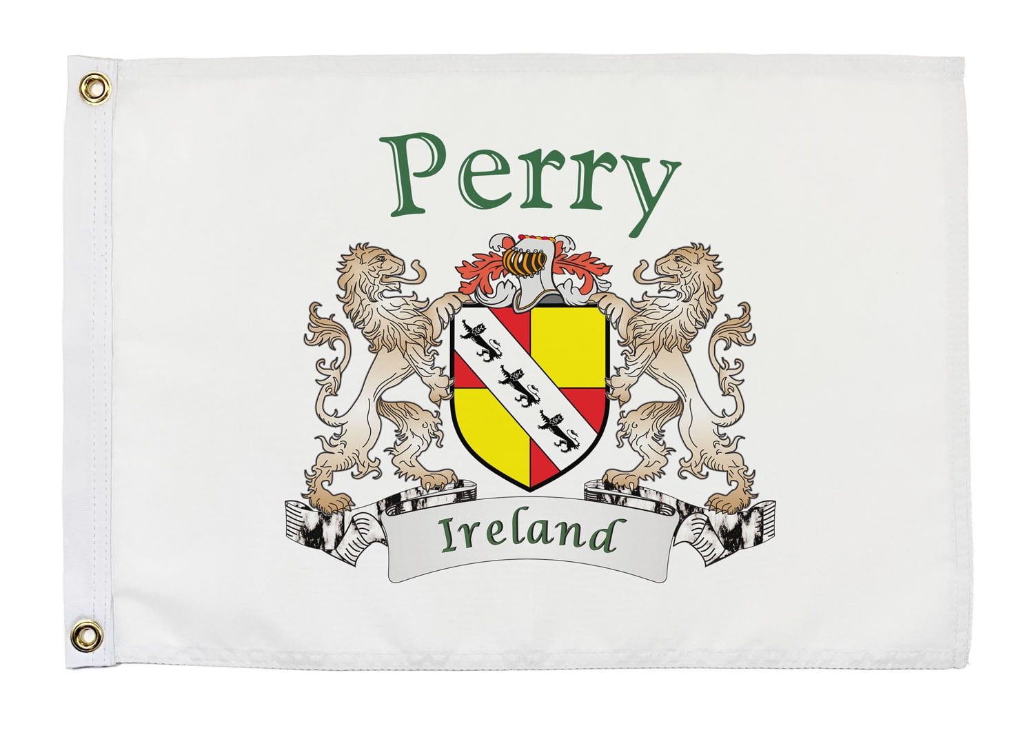 Perry Irish Coat of Arms Small White Flag - 16"x10.5" inches - Walmart.com