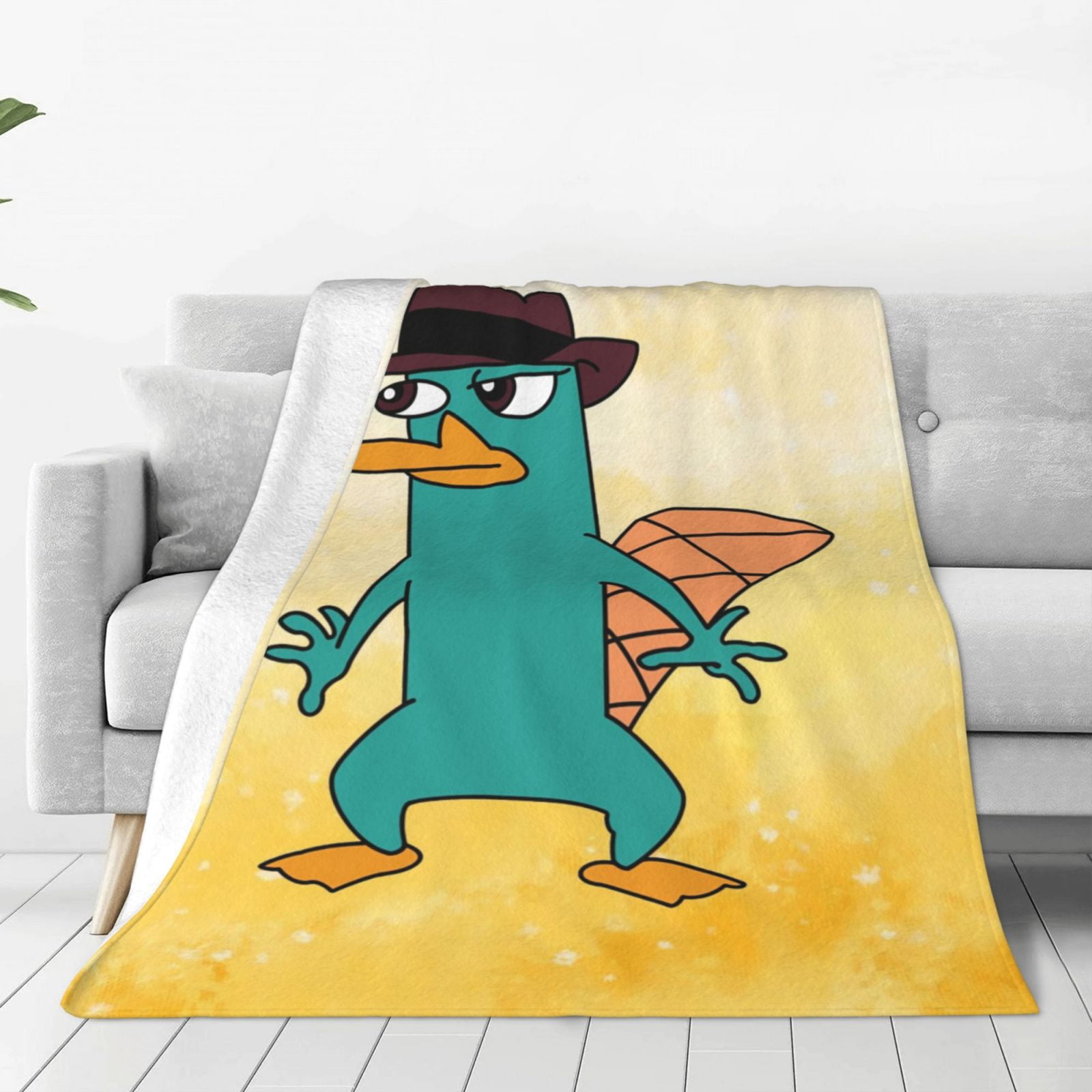 Perry The Platypus Blanket Cute Character All Season Warm Fuzzy Plush ...