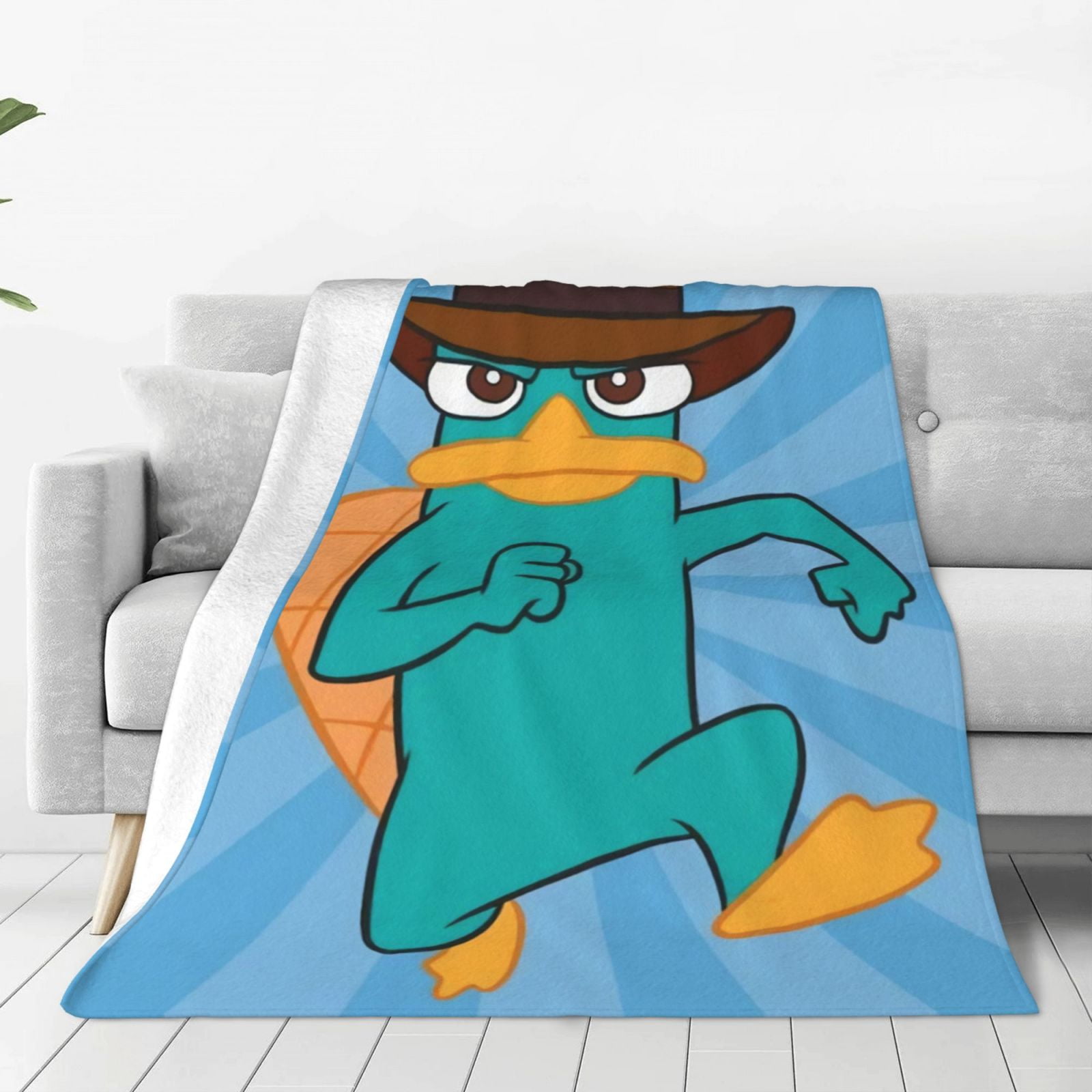 Perry The Platypus Blanket Cute Character All Season Warm Fuzzy Plush ...