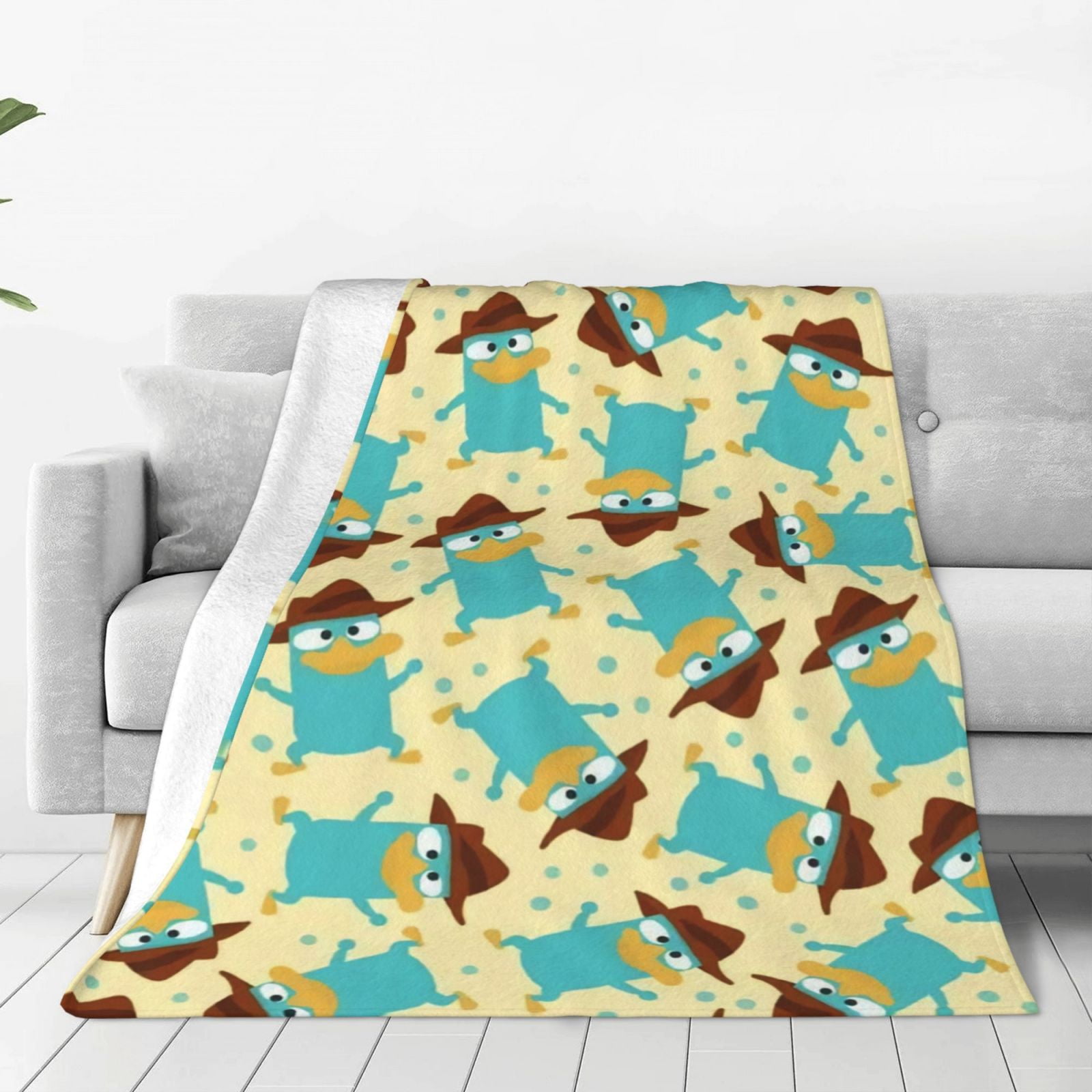 Perry The Platypus Blanket Cute Character All Season Warm Fuzzy Plush ...