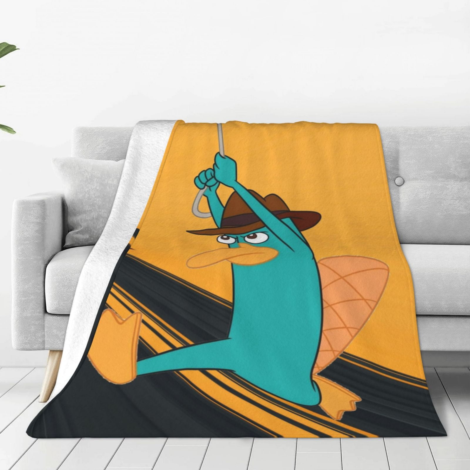 Perry The Platypus Blanket Cute Character All Season Warm Fuzzy Plush ...