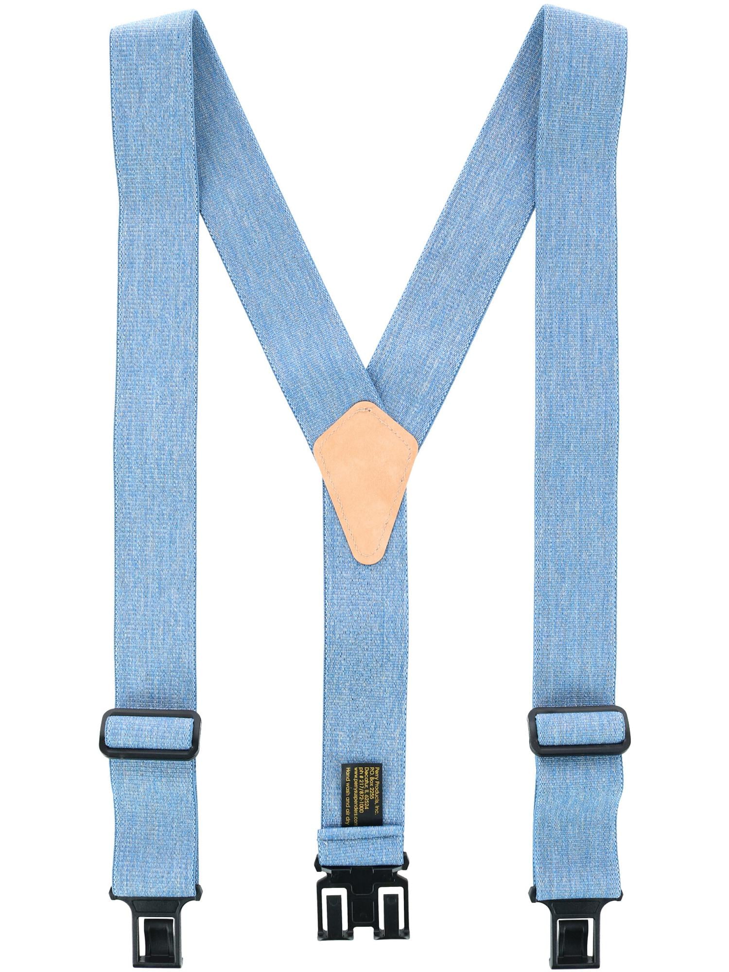 Perry Suspenders Denim Blue Elastic Hook End Suspenders (Men Big & Tall ...