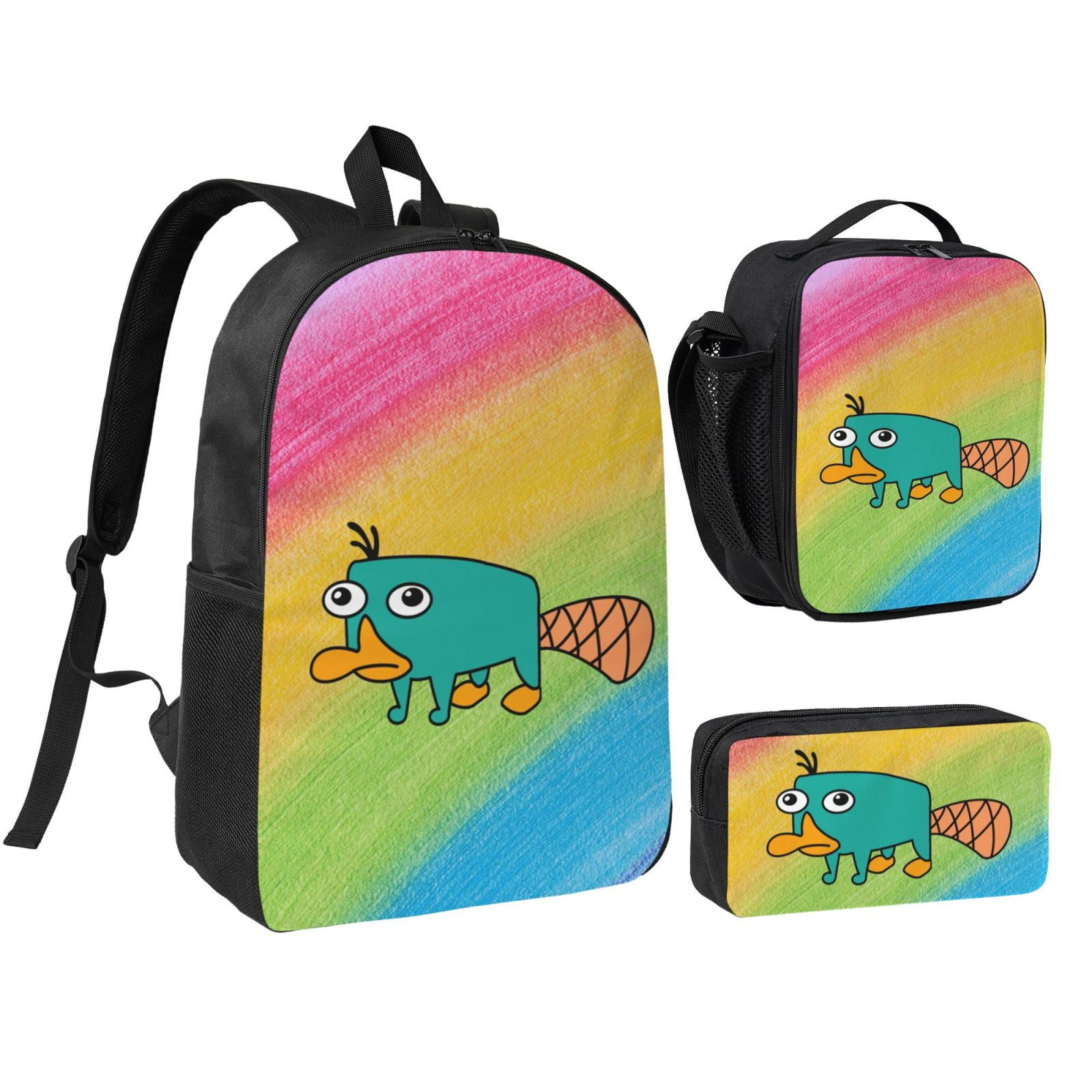 Perry The Platypus Laptop Backpack 3 Piece Set with Lunch Box And ...