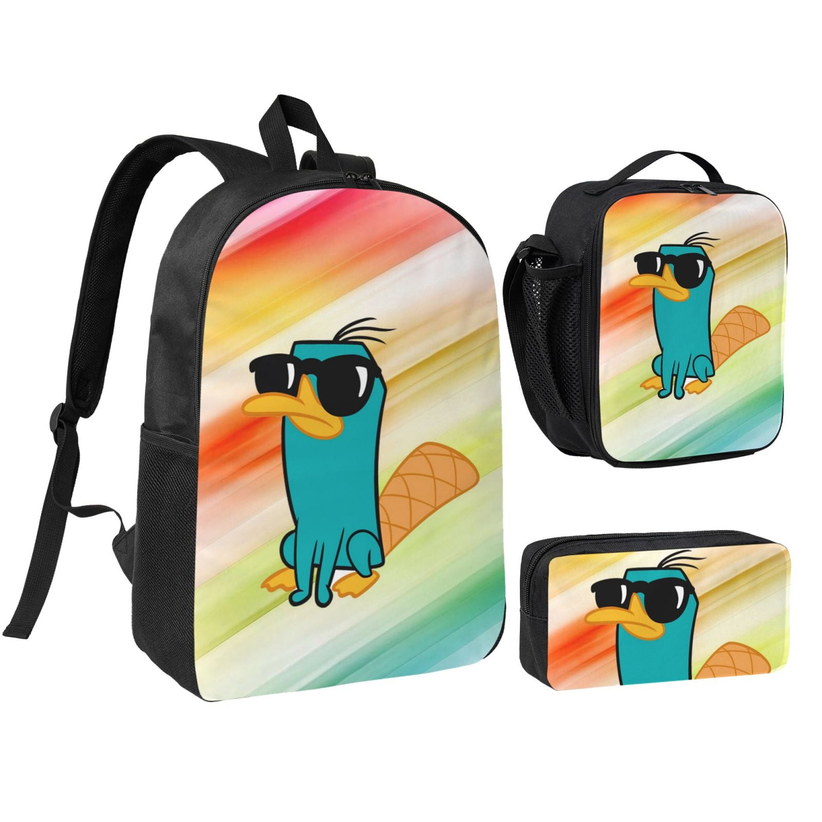 Perry The Platypus Laptop Backpack 3 Piece Set with Lunch Box And ...