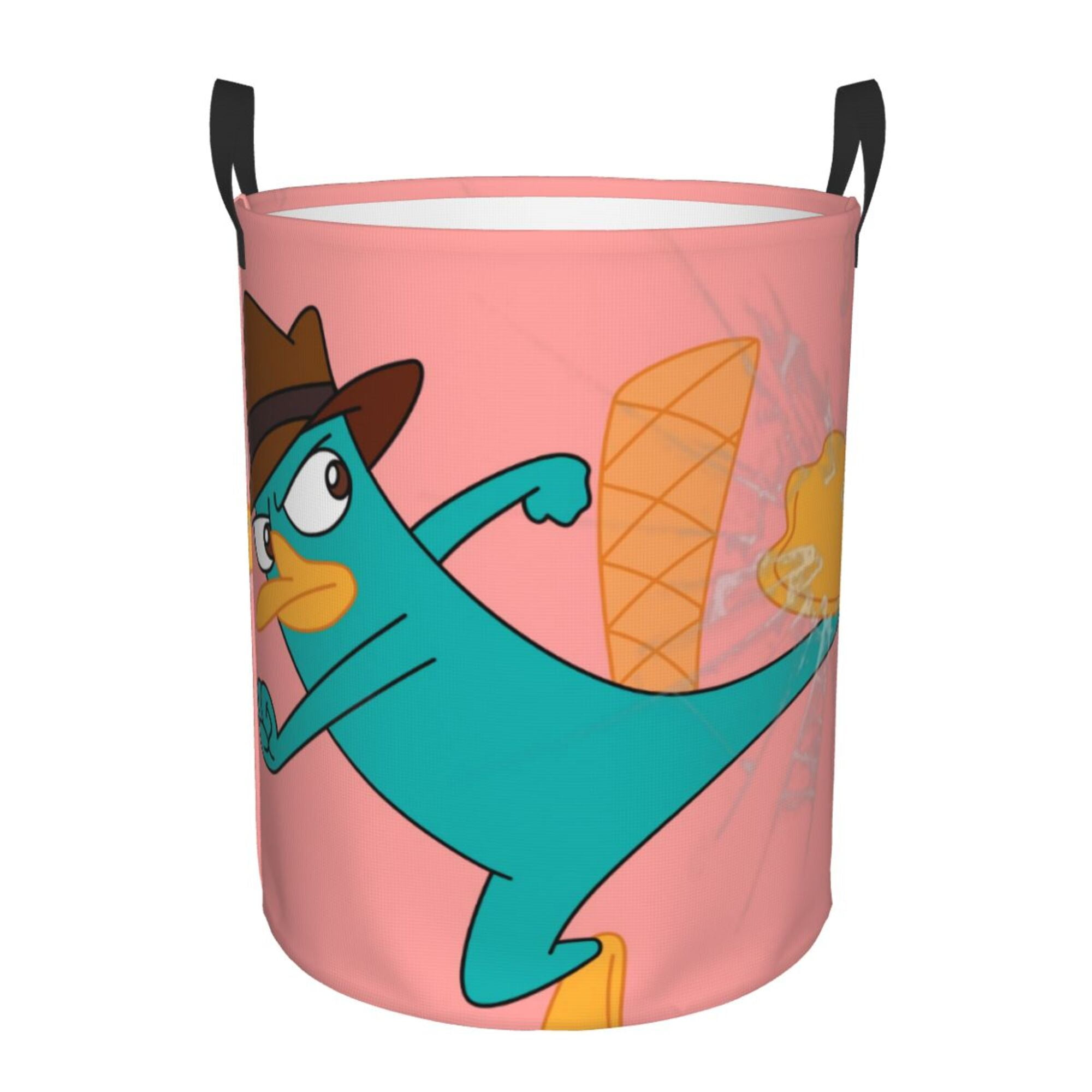 Perry The Platypus Laundry Hamper Cartoon Circular Foldable Basket With ...