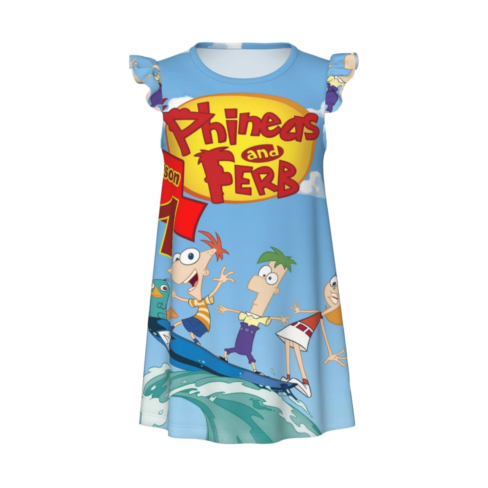 Perry The Platypus Little Girls Nightgown Cartoon Flutter Sleeves Night ...
