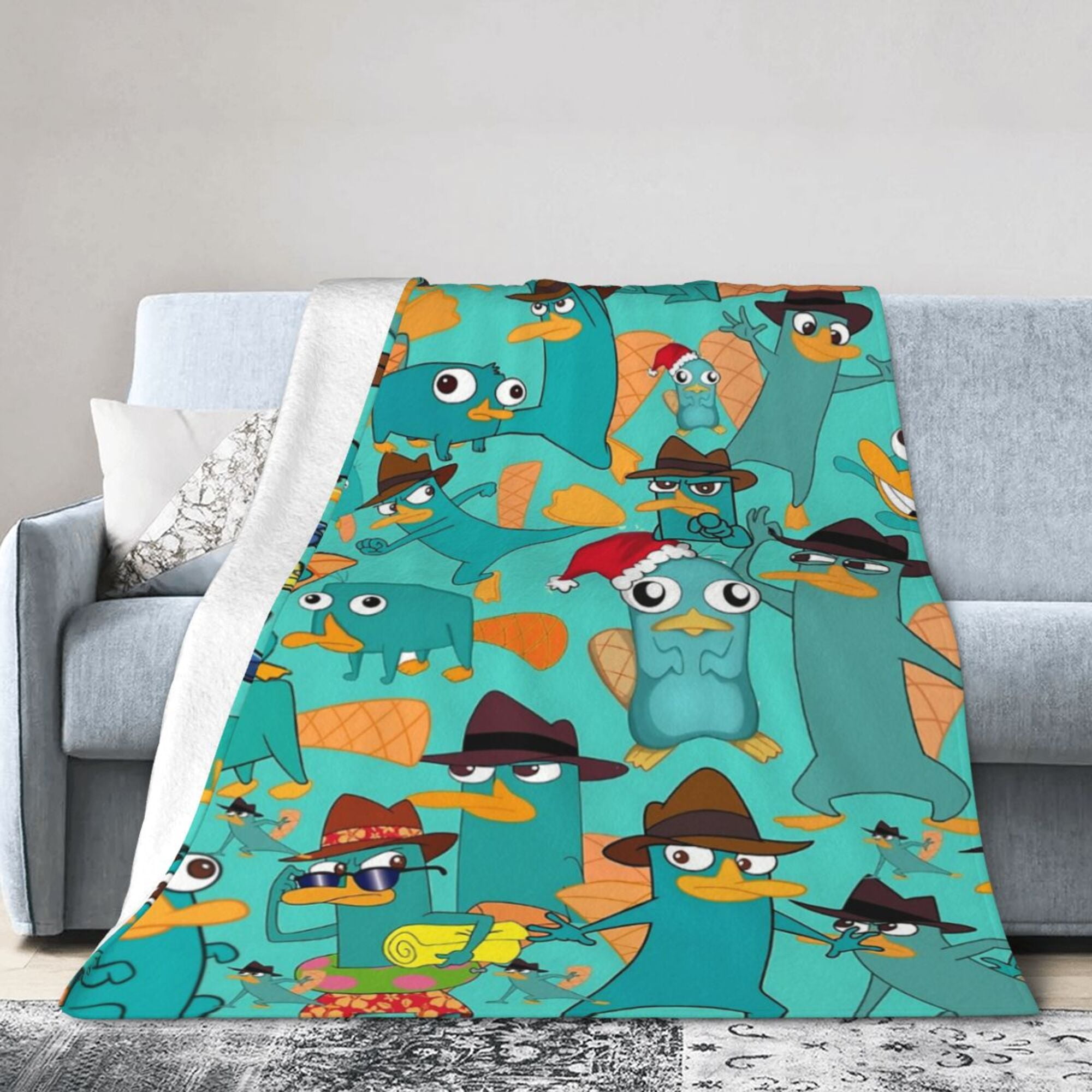 Perry the Platypus Throw Blankets plush travel Blankets Bedroom living ...