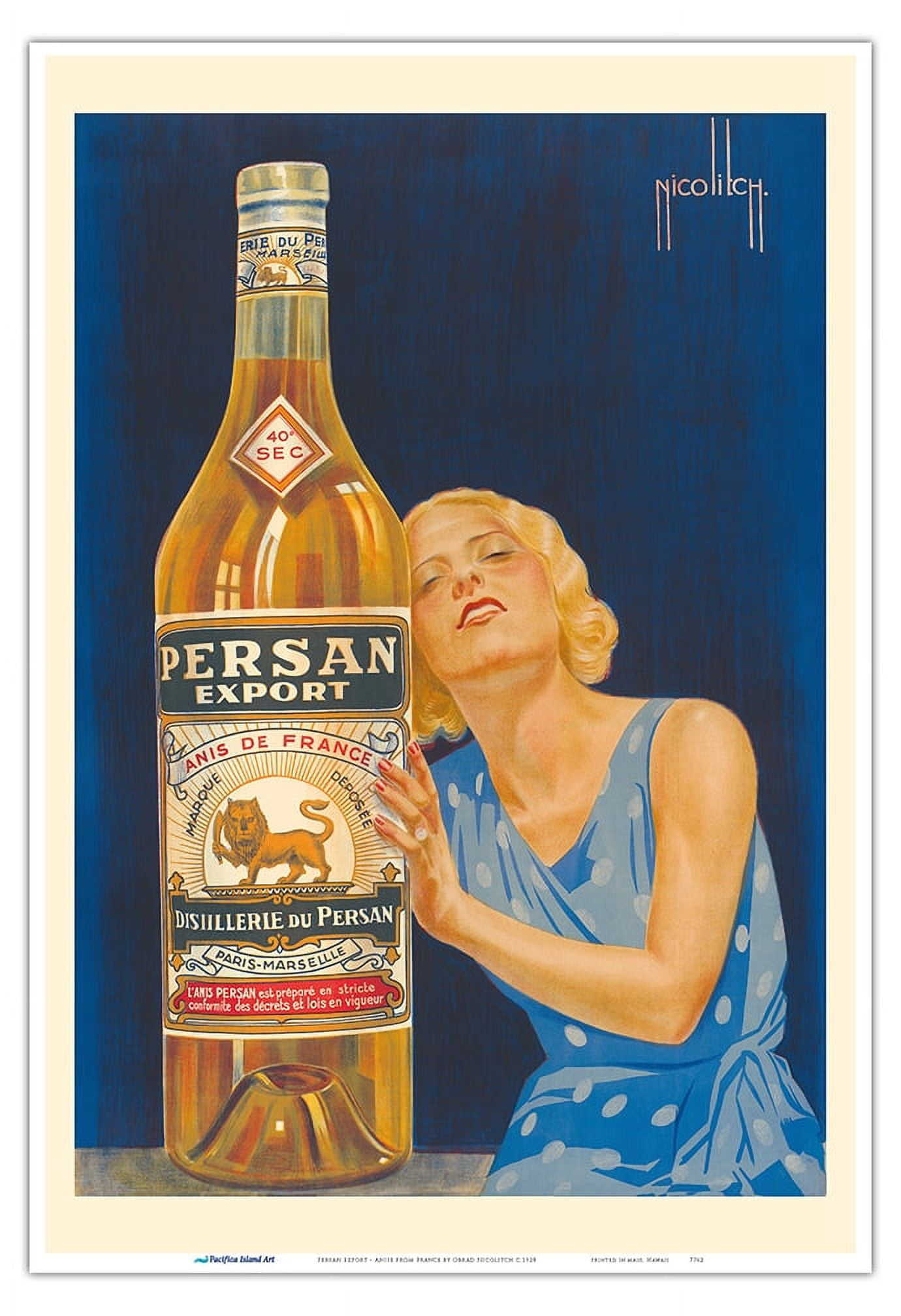 Persan Export - Anise from France - Vintage Advertising Poster by Obrad ...