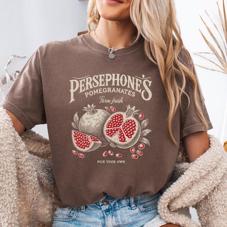 Persephone's Pomegranate Shirt, Persephone Greek Mythology Tee, Dark ...