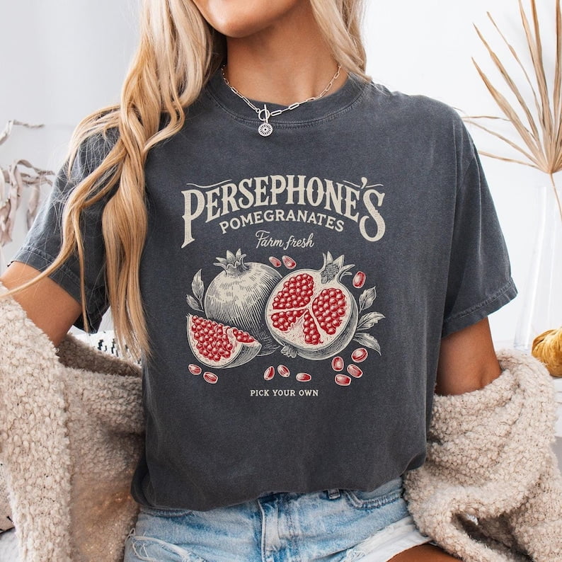 Persephone's Pomegranate Shirt, Persephone Greek Mythology Tee, Dark ...