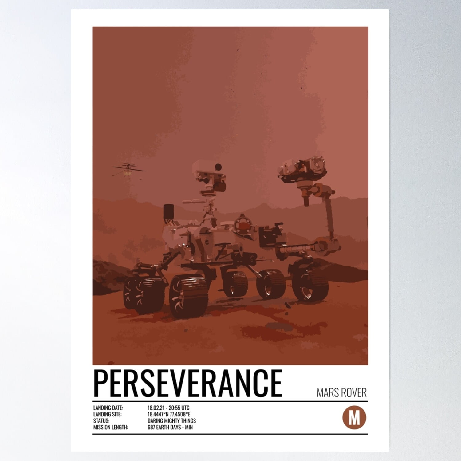 Perseverance Rover Poster Wall Art, Modern Wall Decor, 8x12 UNFRAMED ...