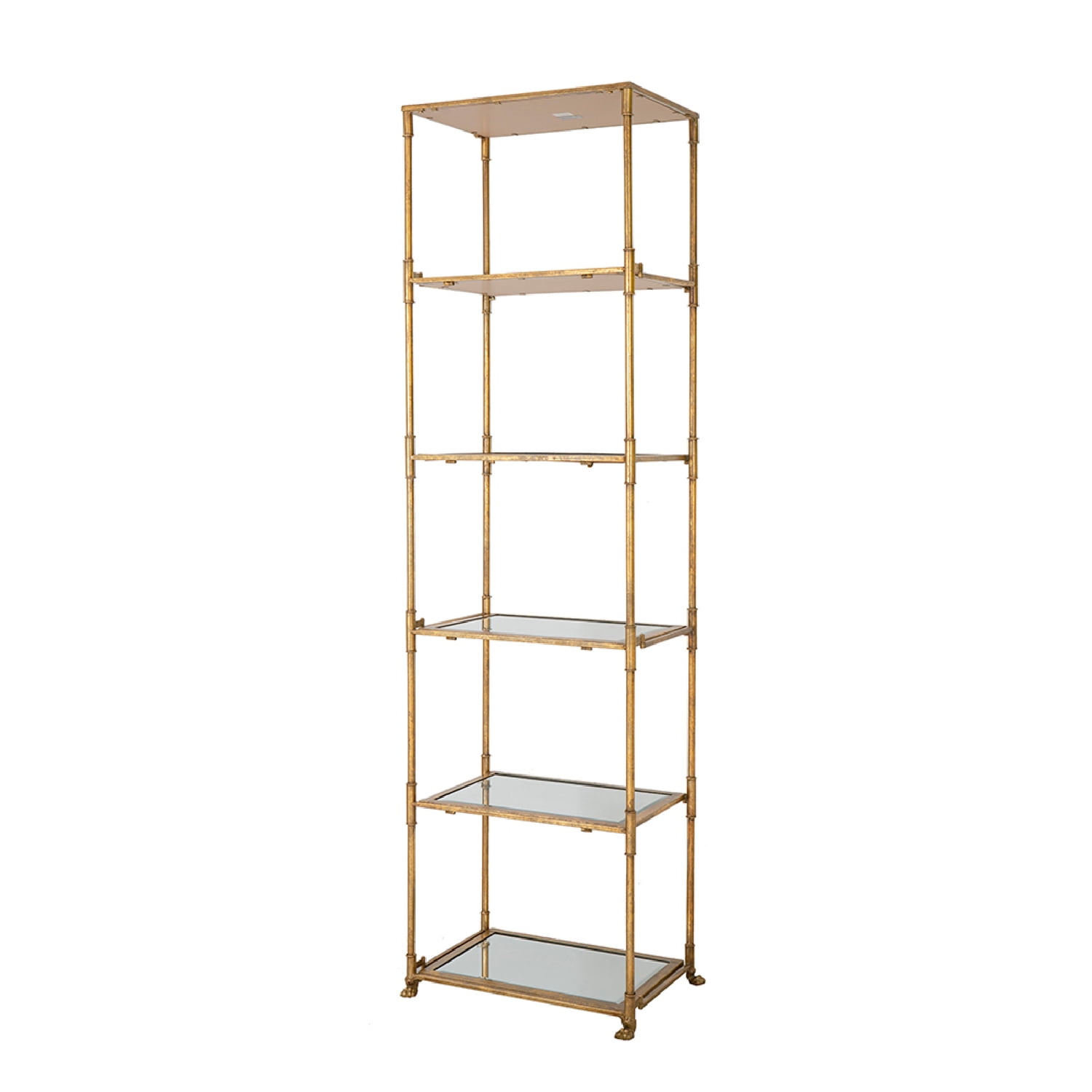 Persia 6-Tier Mirrored Shelving Unit - 20" x 14.5" x 70.5" - Gold Frame ...