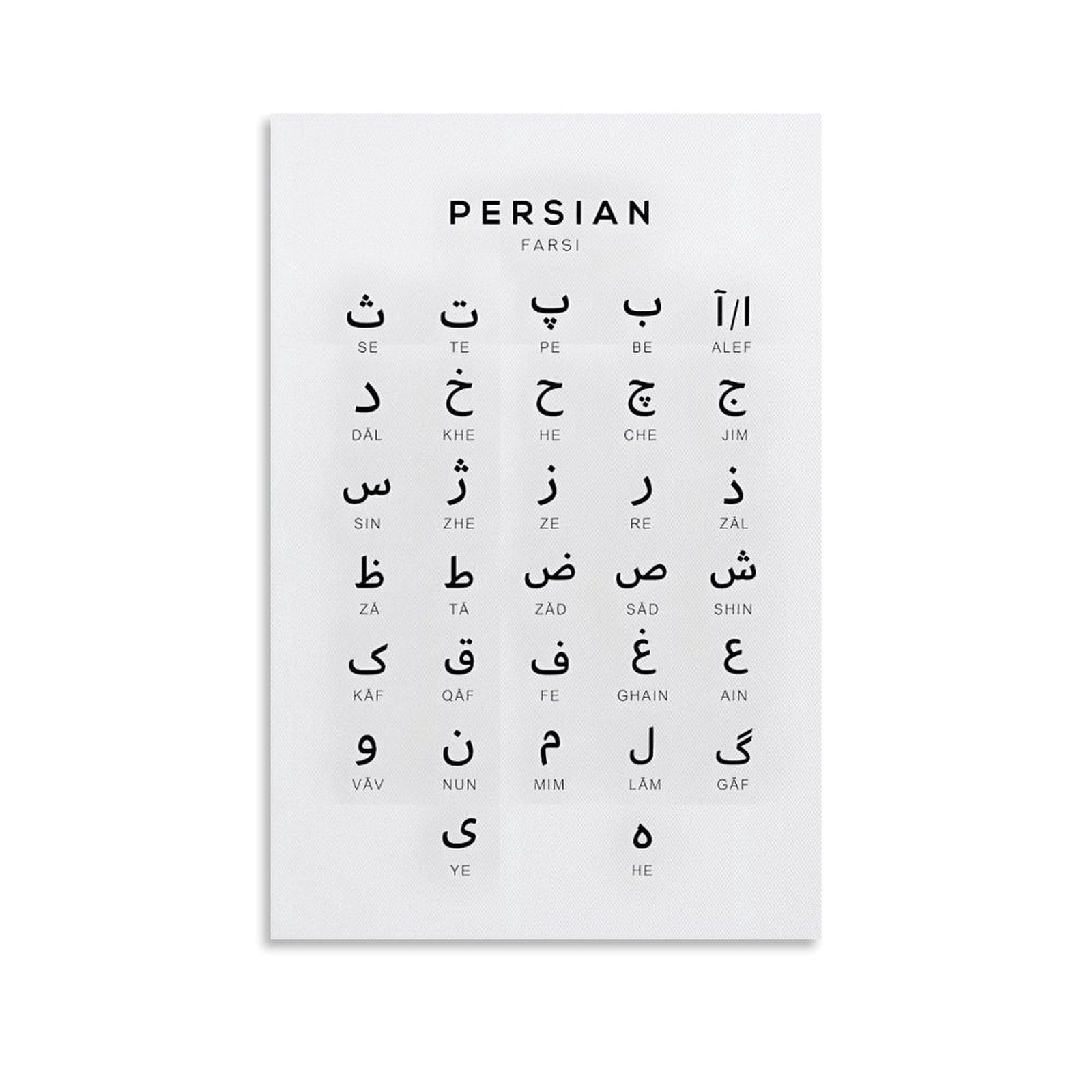 Persian Alphabet Chart Poster Wall Art Canvas Aesthetic Music And ...