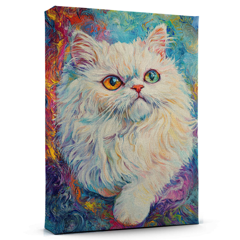 Persian Cat White Sable Canvas Wall Art Decor, Colorful Persian Cat ...