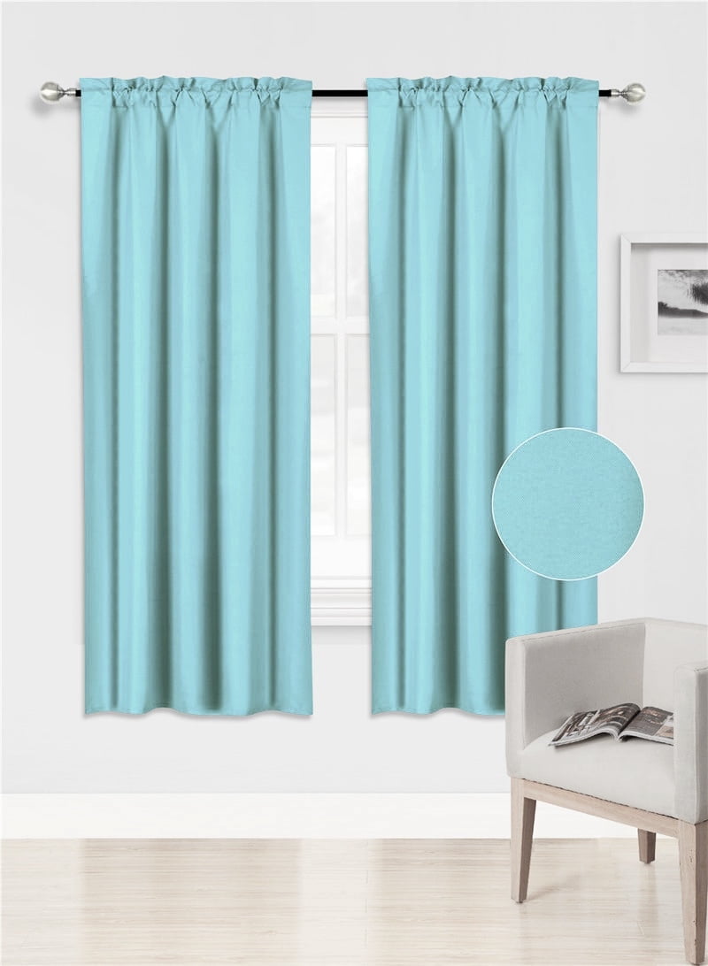 Persian Collection Micro Blackout Window Curtain, 2 Panels, Teal White ...