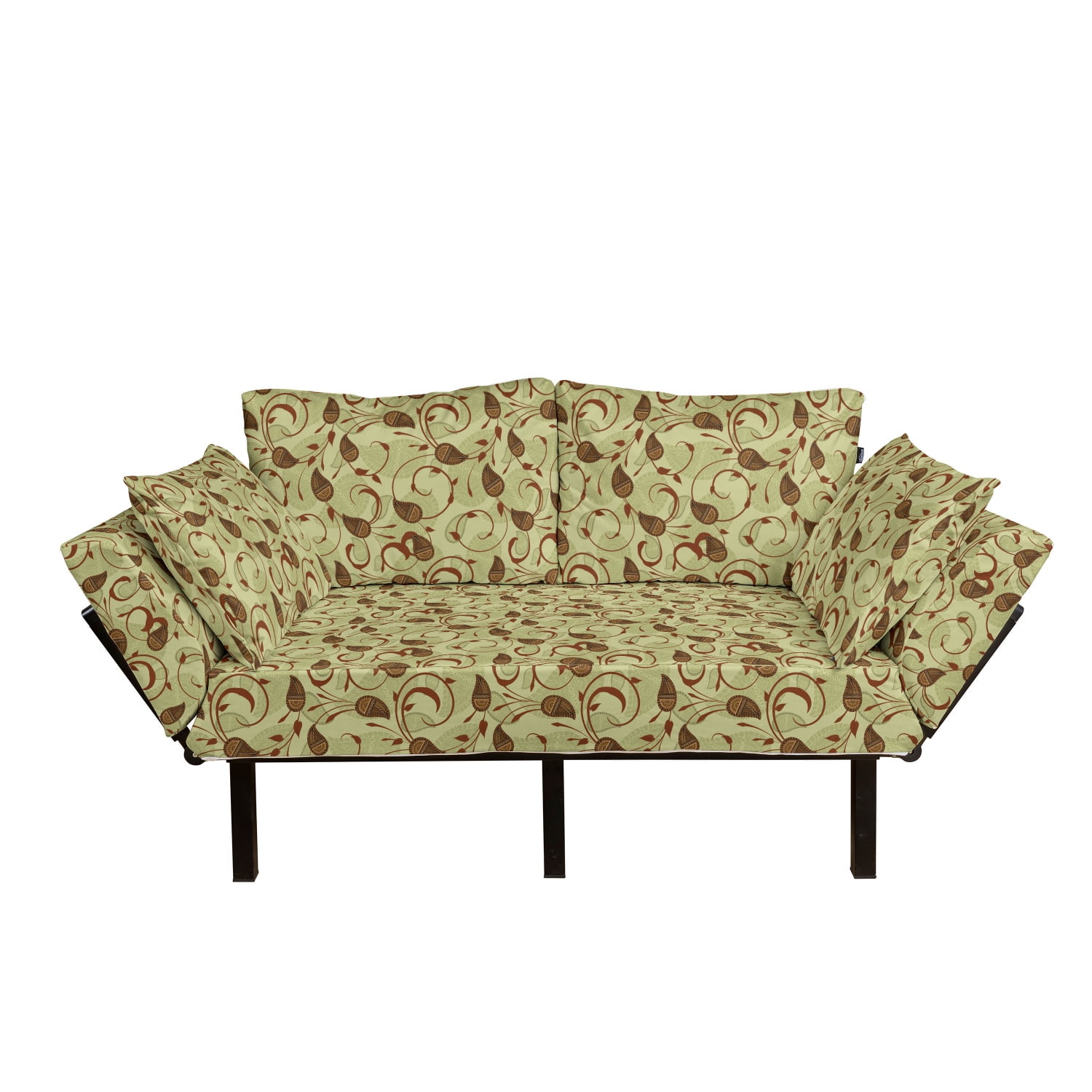 Persian Futon Couch, Middle East Paisley Motifs Ornamentals Designs on ...