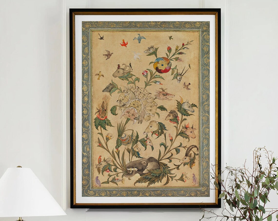 Persian Geometric Pattern Art Print Vintage Muslim Poster Arabic Decor ...