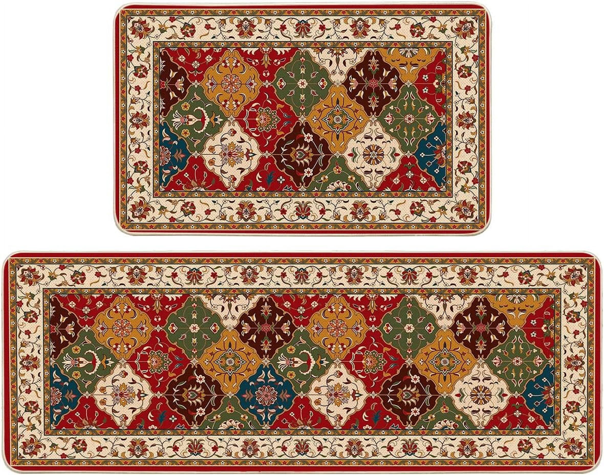 Persian Kitchen Mats and Rugs Set of 2 Retro Floor Mats Comfort Non ...