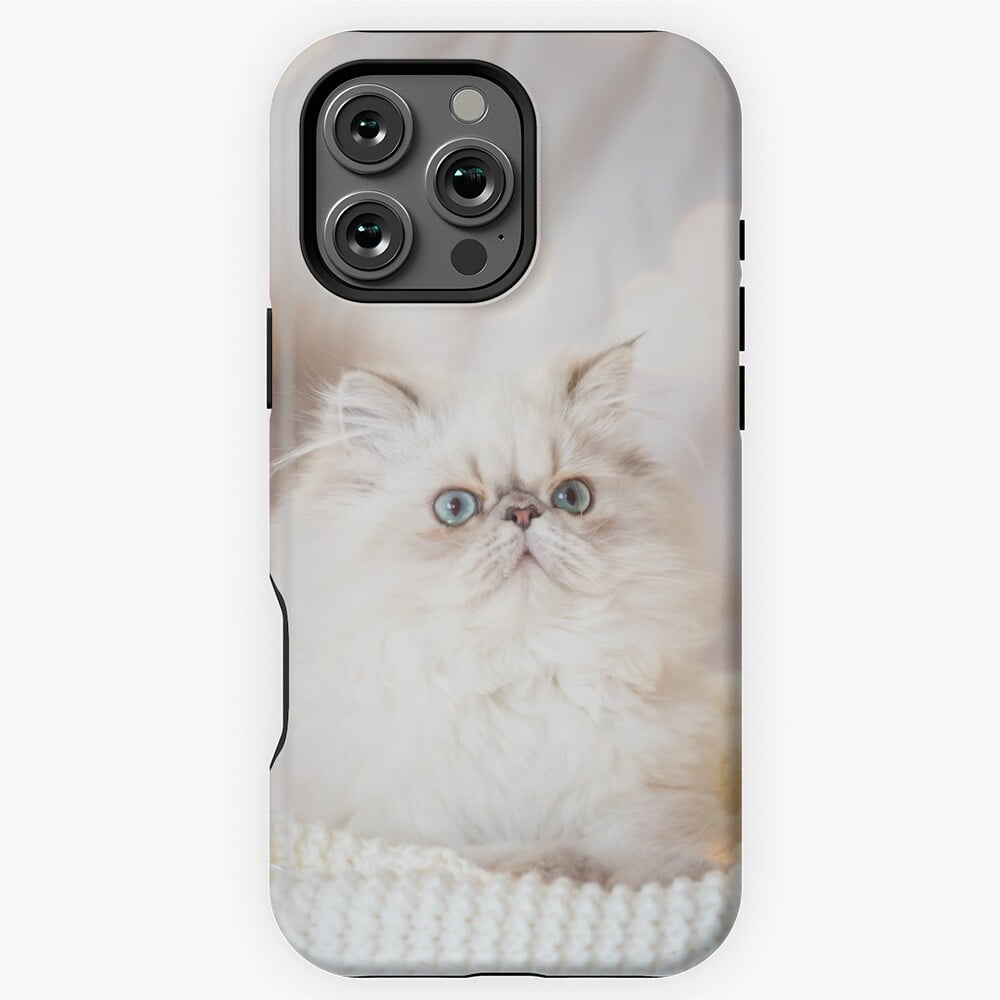 Persian Kitten Lights Cute Holiday Cat Art iPhone Case 17 16 15 14 13 ...