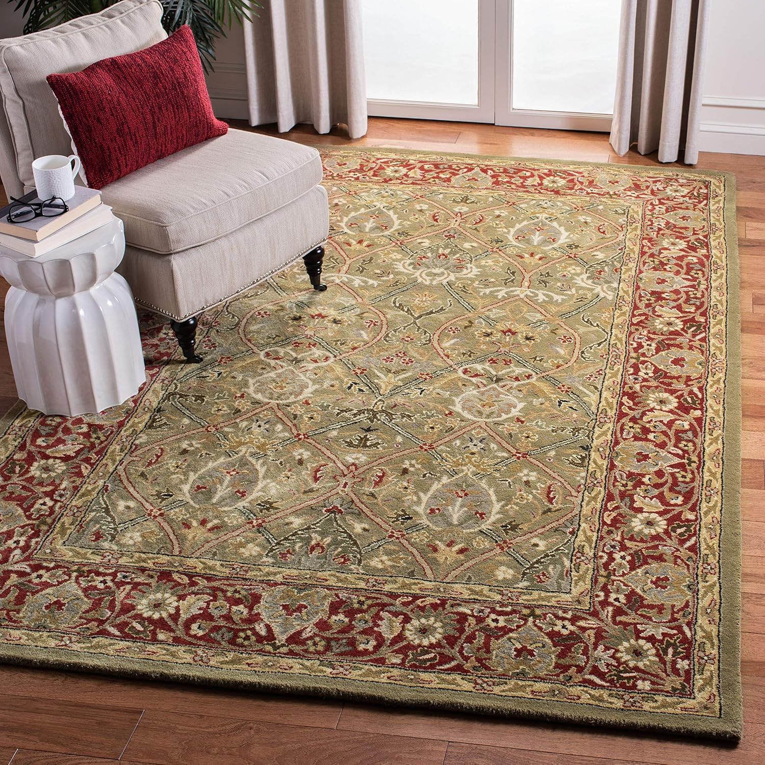 Persian Legend Collection Area Rug - 3' X 5', Light Green & Rust ...