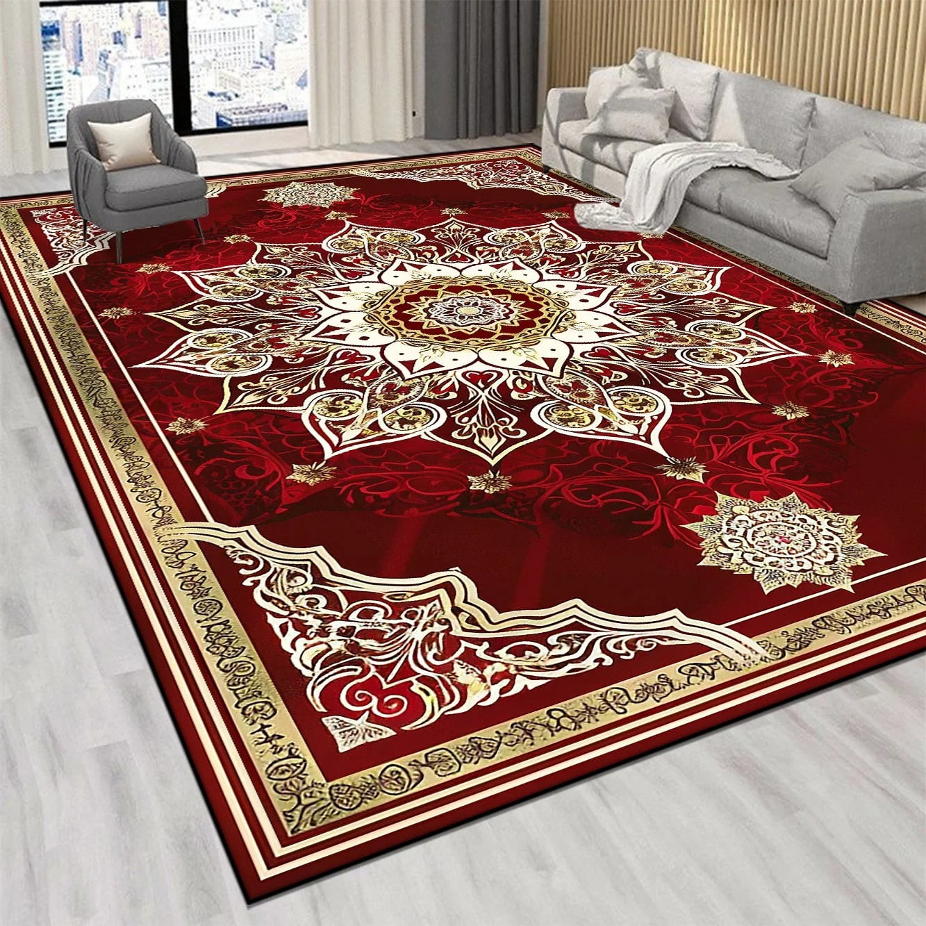 Persian Luxury Retro Red Carpet Living Room Large Size Non-slip Coffee ...