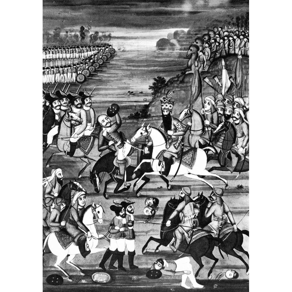 Persian Miniature 1813. Nan Idealistic Battle Scene Showing The Army Of ...
