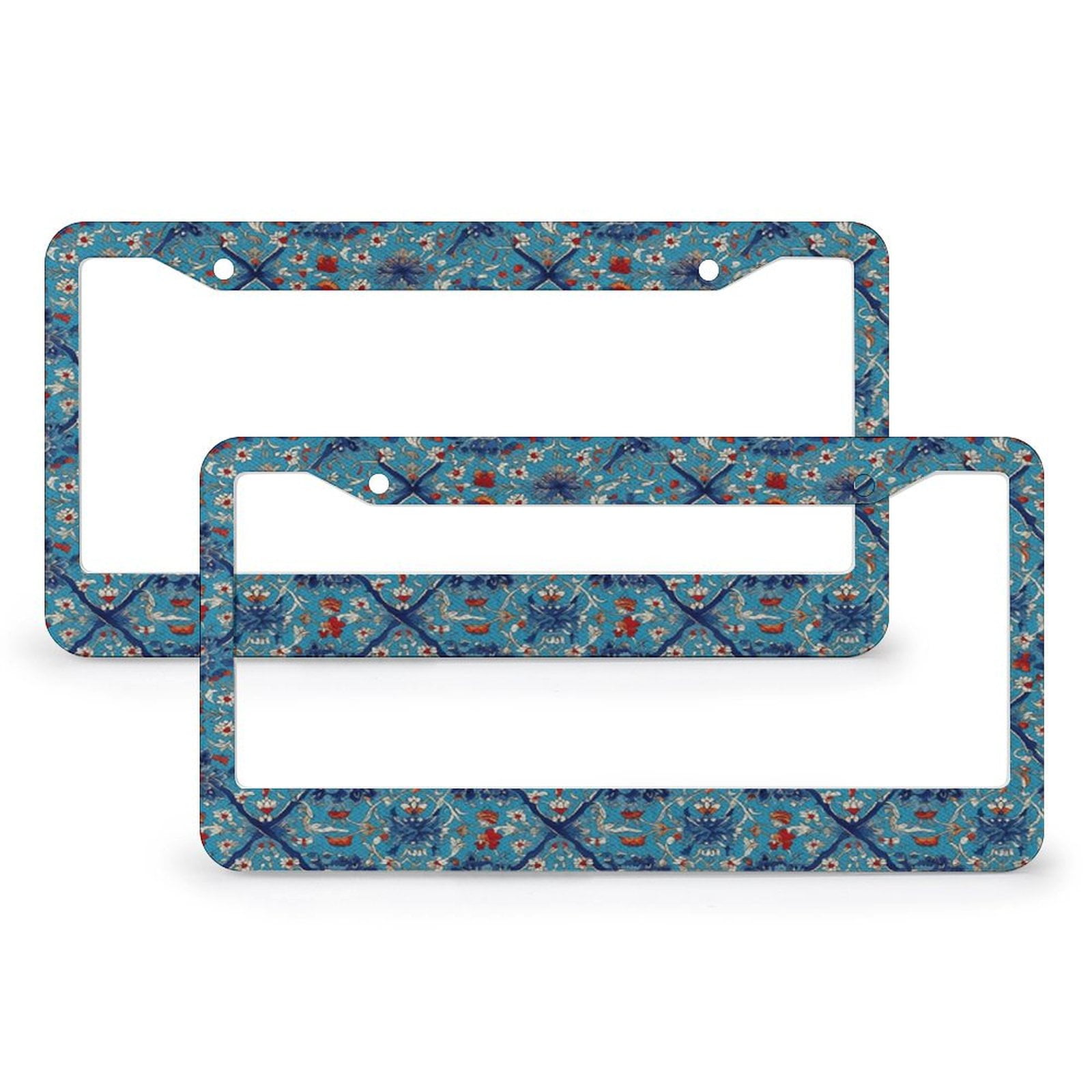 Persian Rug Floral License Plate Frame - 2 Pack Aluminum License Plate ...