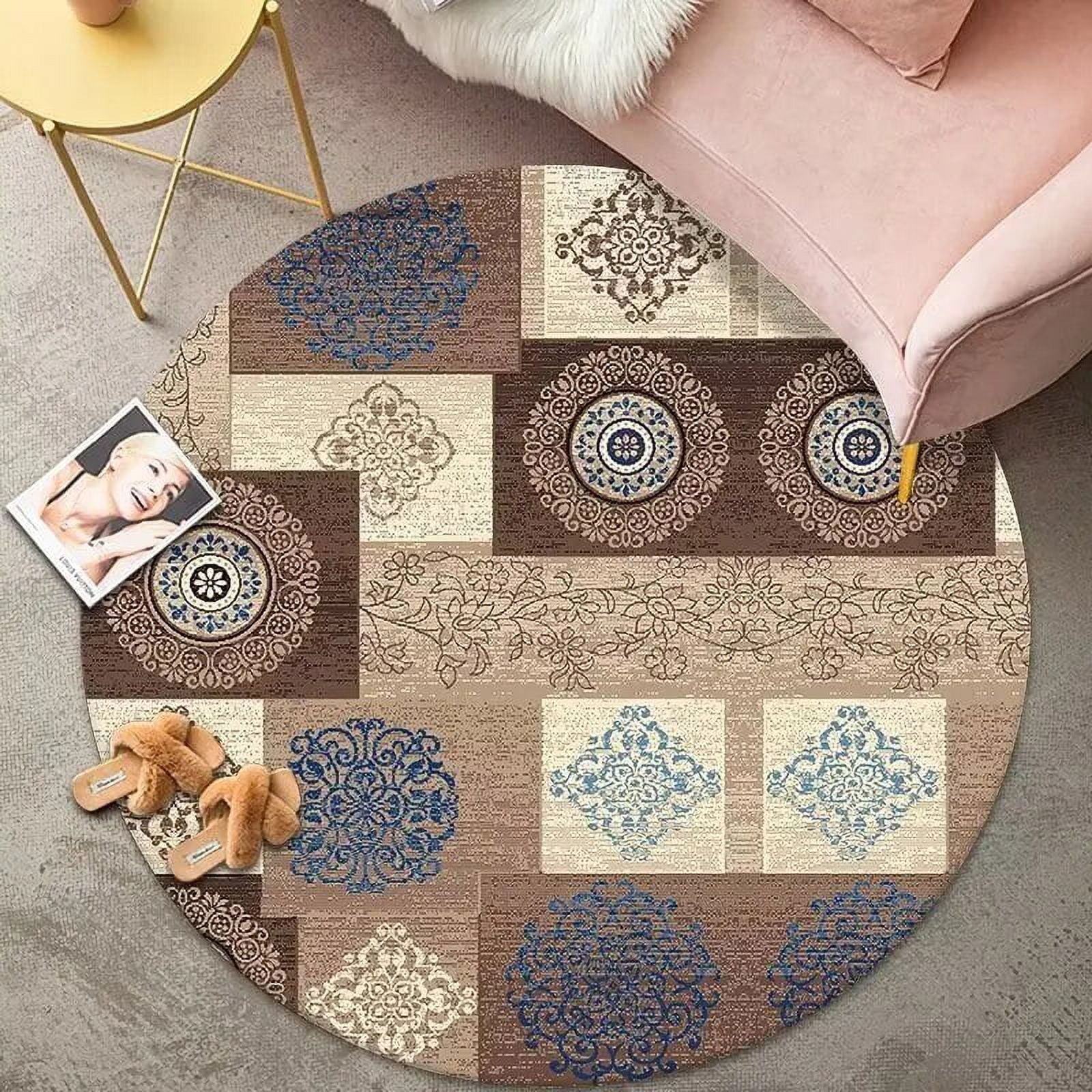 Persian Rug Living Room Retro Round Carpets Lounge Sofa Swivel Chair ...
