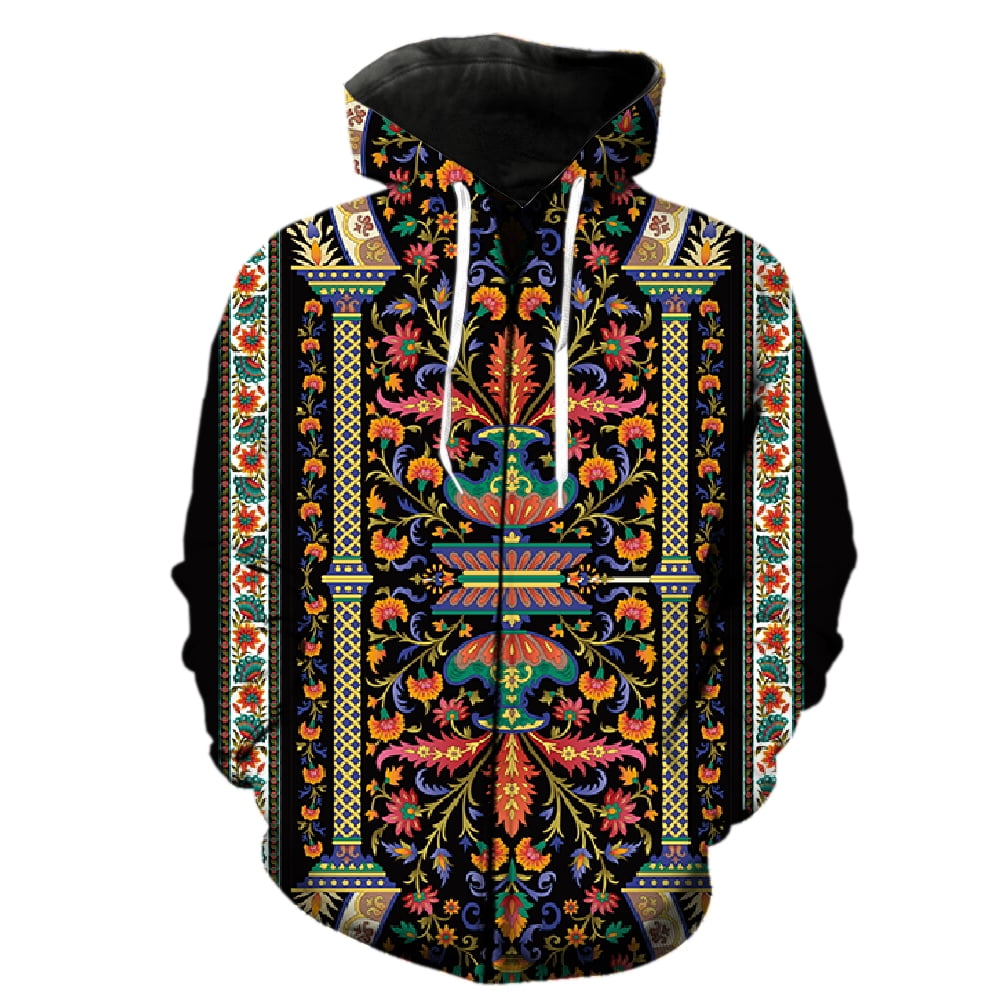 Persian Style Pattern Men's Zipper Hoodie Cool Long Sleeve 3D Printed ...