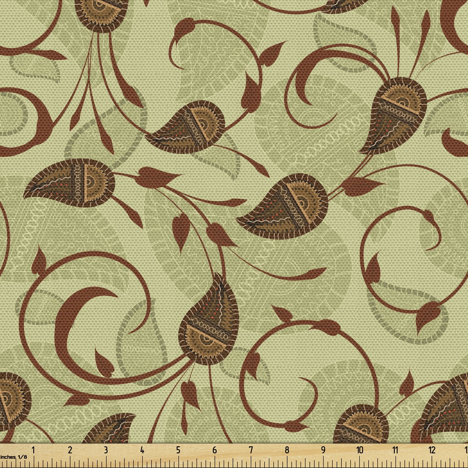 Ambesonne Persian Fabric by the Yard Upholstery, Paisley of Middle East ...