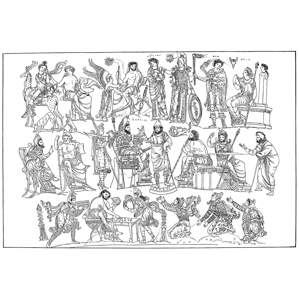 Persian War Council. Nthe War Council Of Darius. Line Engraving Late ...