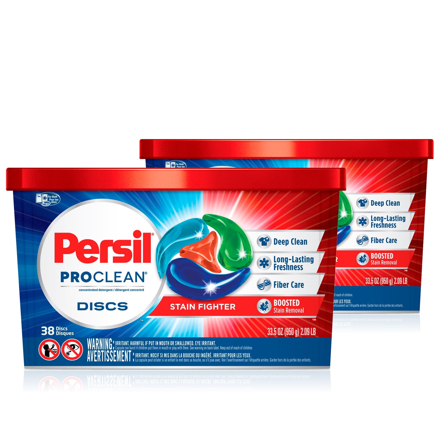 Persil Discs Laundry Detergent Pacs, Stain Fighter, 38 Count, Pack of 2 ...