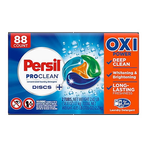 Persil ProClean + Oxi Power Single Dose Laundry Detergent Discs (88 ct ...