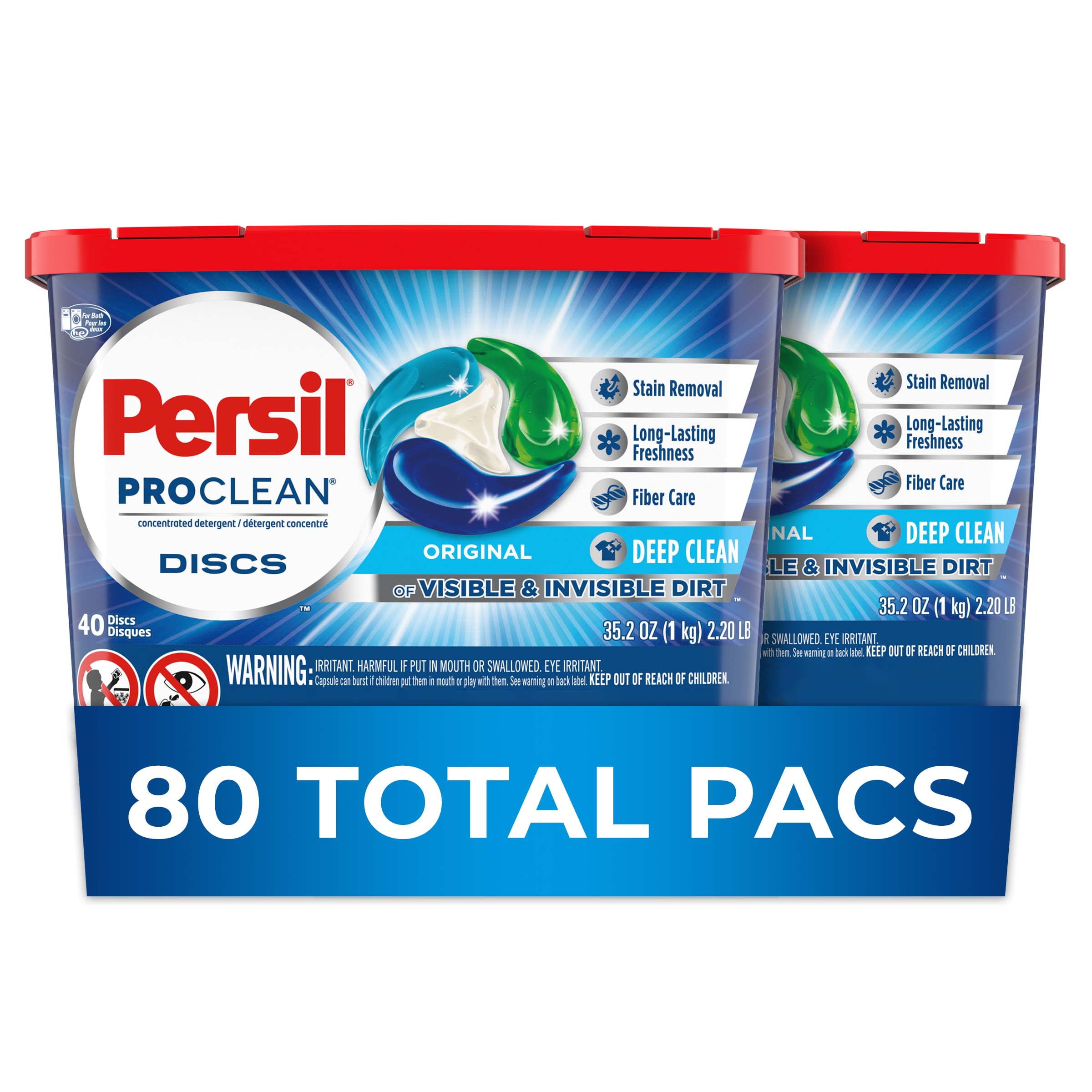 Persil ProClean Laundry Detergent Discs, Original, 40 Count, Pack of 2 ...