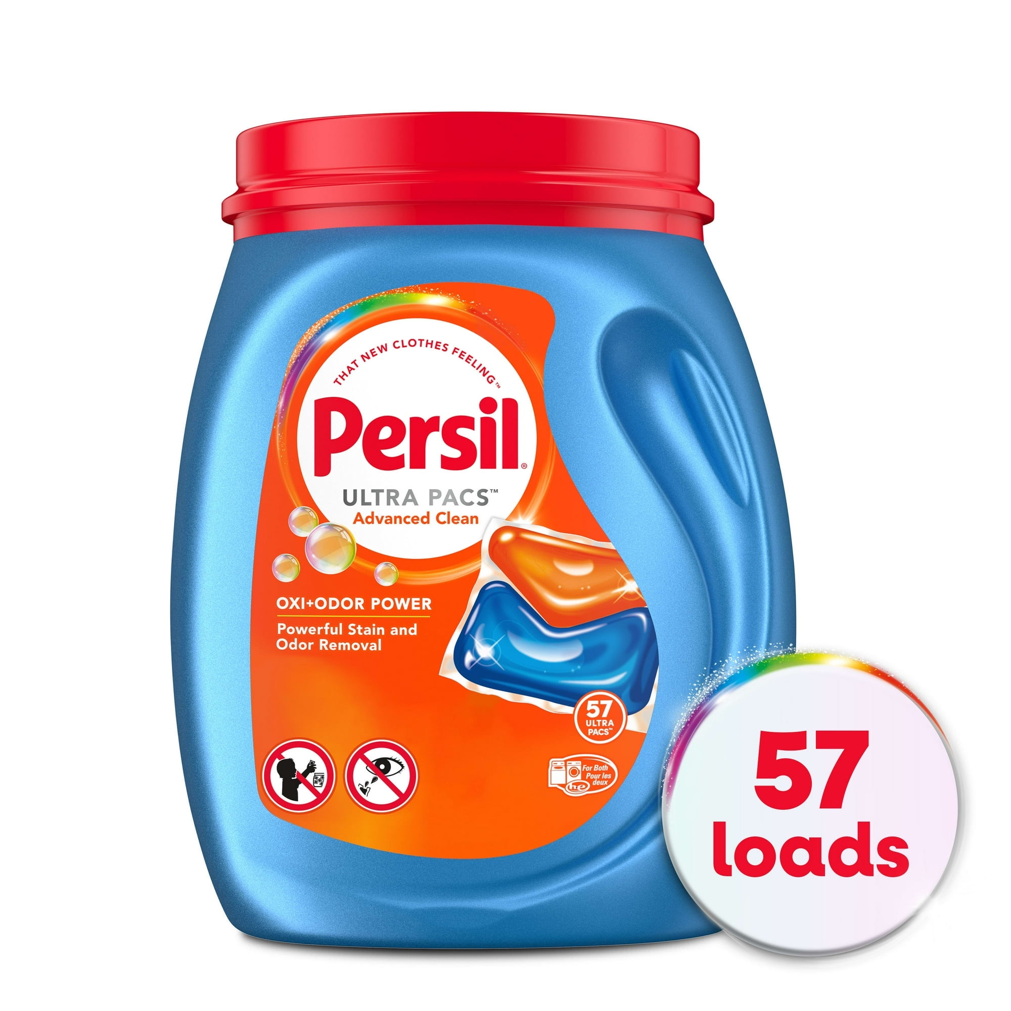 Persil Ultra Pacs Advanced Clean Oxi+Odor Power Laundry Detergent, 57 ...