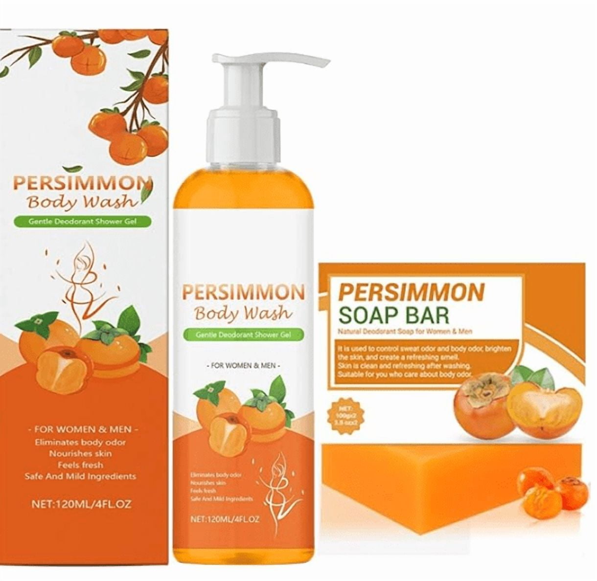 Persimmon Body Wash for Body Odor Control, Natural Deodorant Bar Soap ...