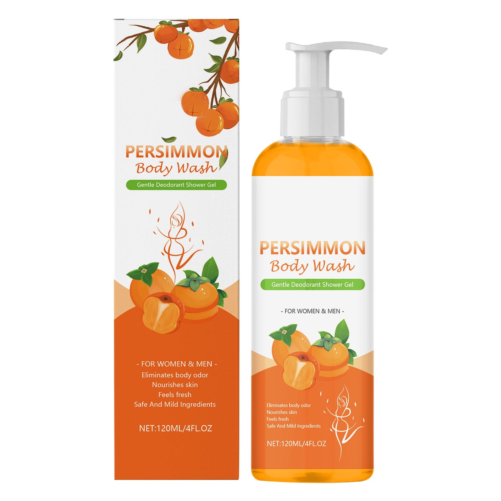 Persimmon Body Wash for Old People Smell with Press pump, Natural ...