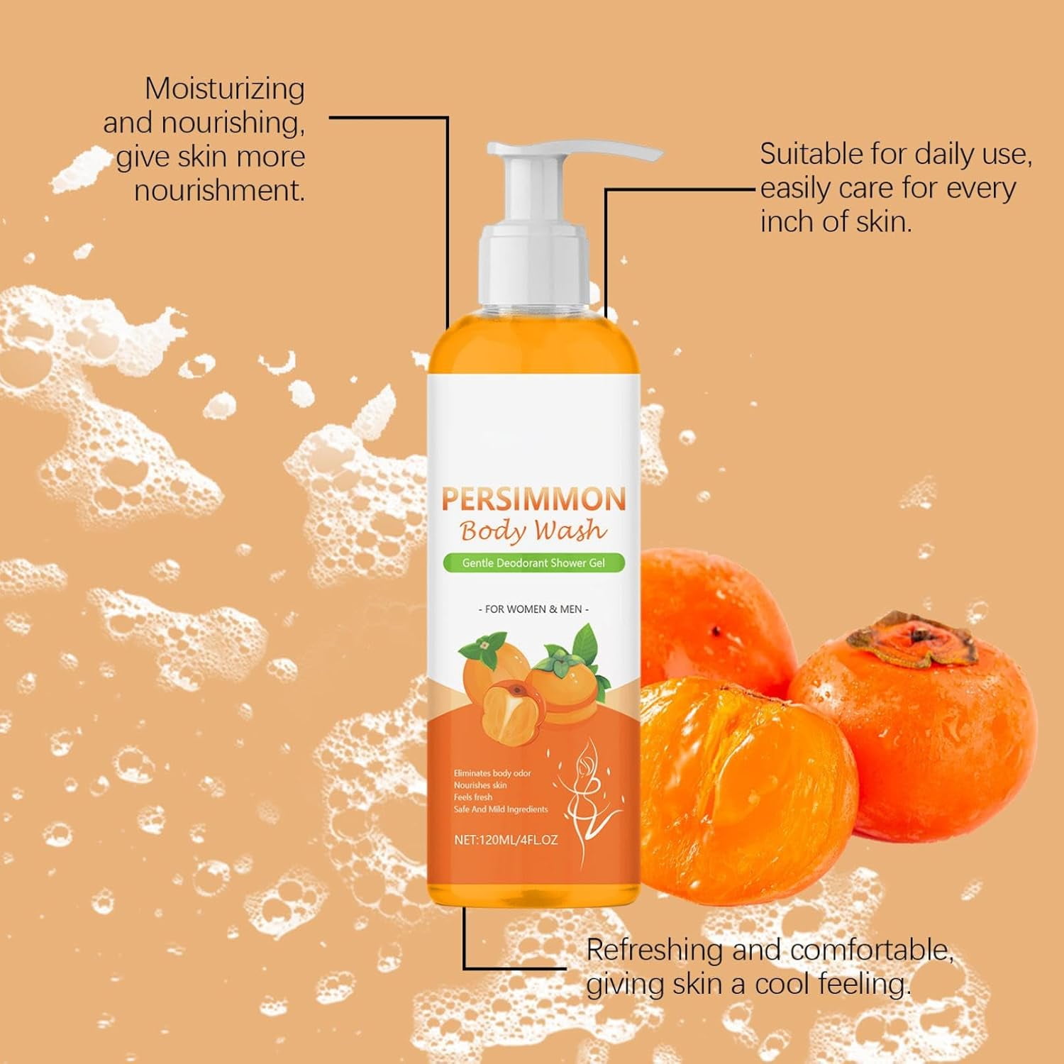 Persimmon Body Wash for Strong Odor Control, Natural Persimmon Soap Bar ...