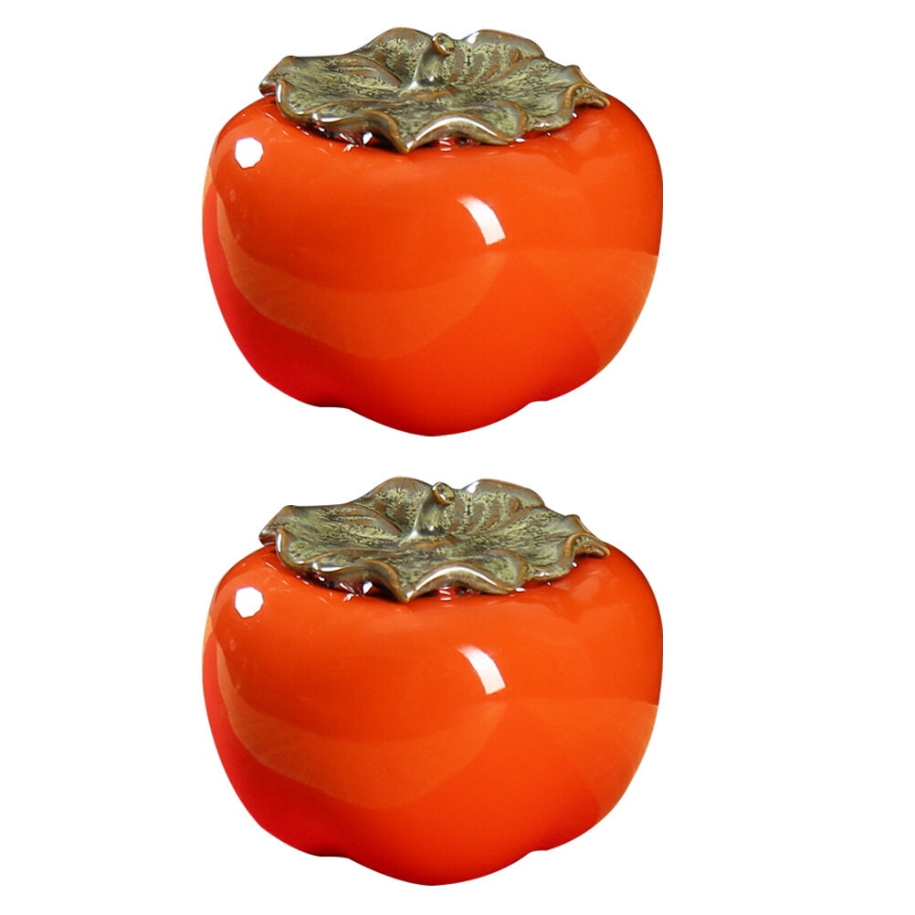 TABLZONE 2-Pack Orange Ceramic Tea Jars Multipurpose Storage Containers ...