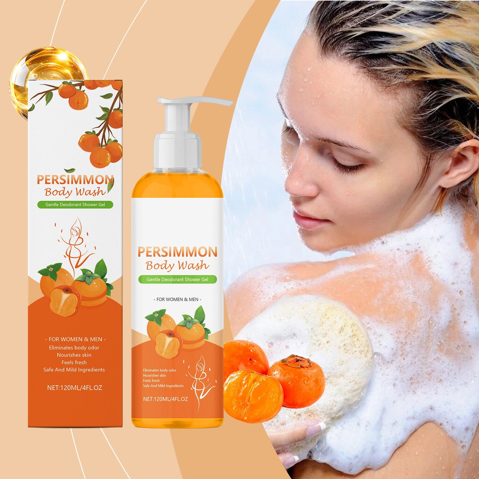 Persimmon Extract Deodorizing Shower Gel 120ml | Moisturizing Body Wash ...
