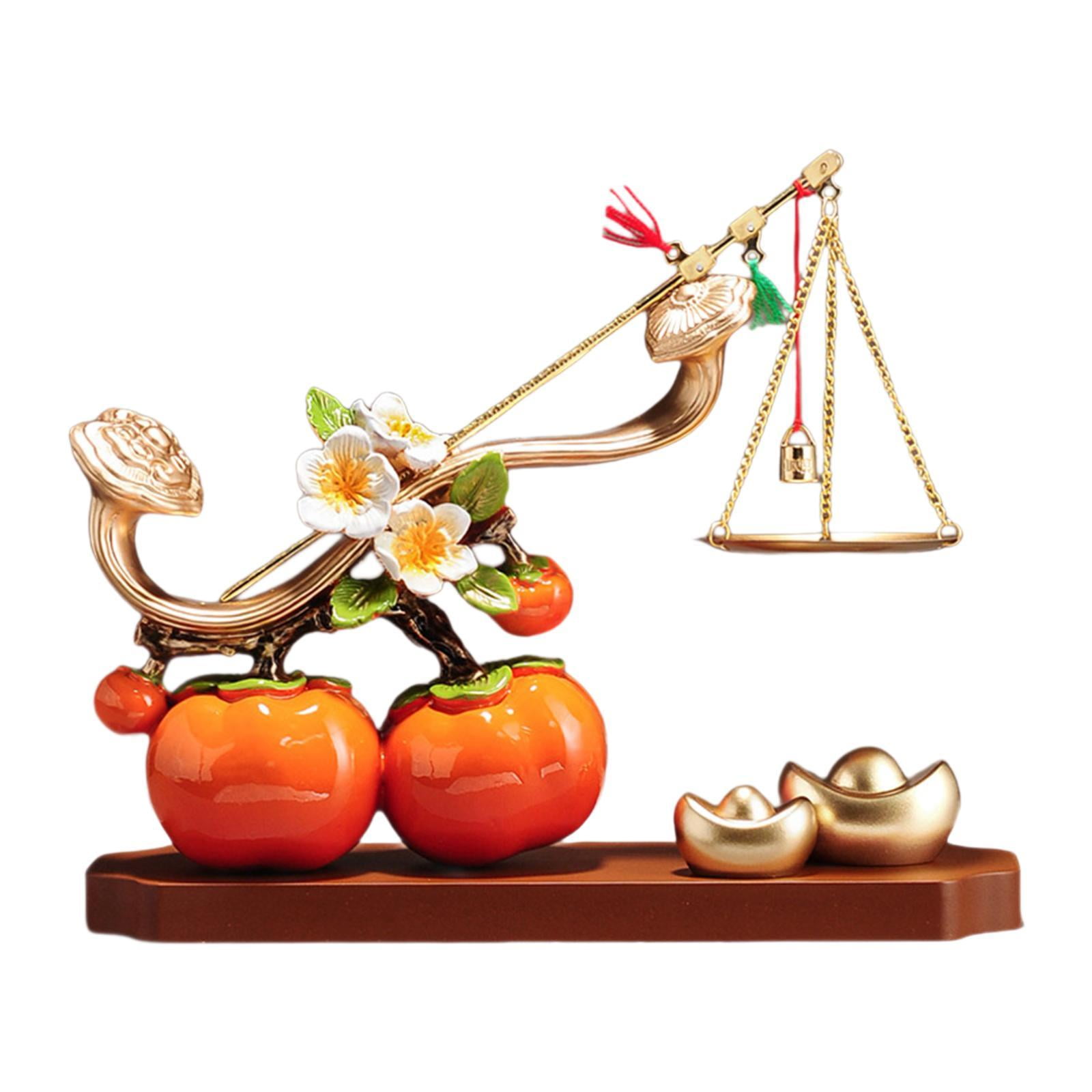 Persimmon Figurine Resin Ornament Blessing Sculpture Unique Handpainted ...