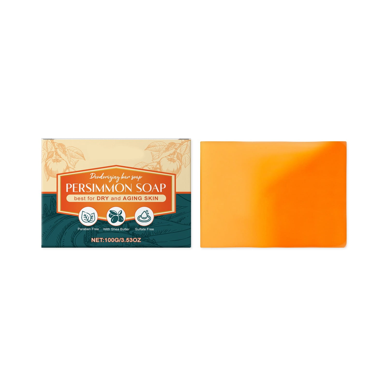 Persimmon Soap Bar for Body Odor Control, Natural Deodorant Body Bar ...