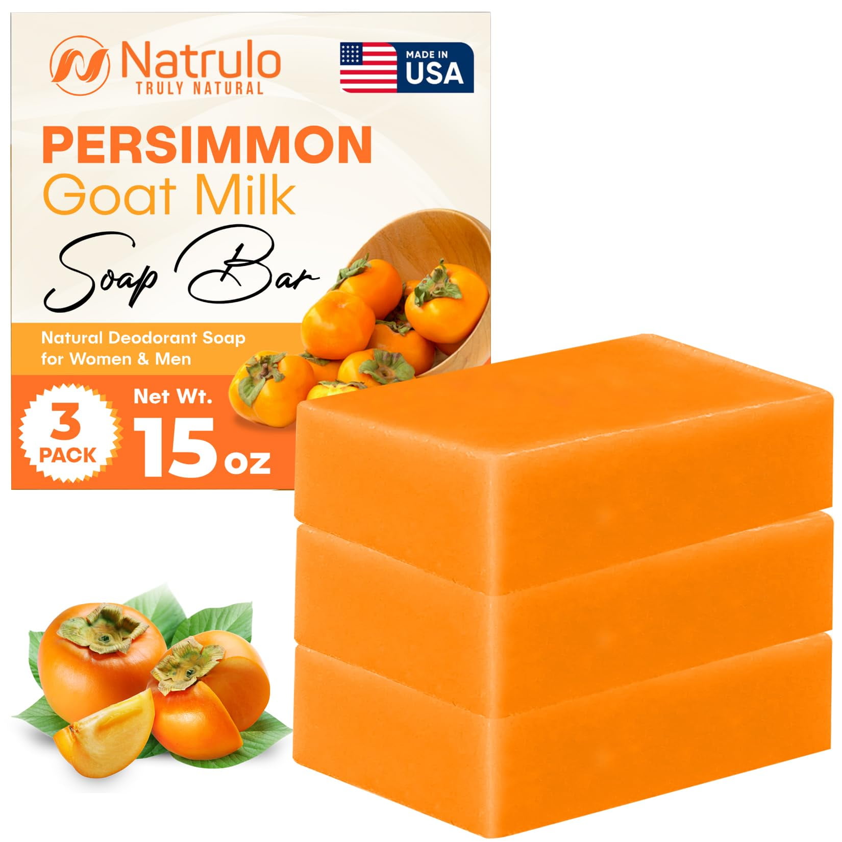 Persimmon Soap Bar for SBF3 Body Odor Control - Purifying Deodorizing ...