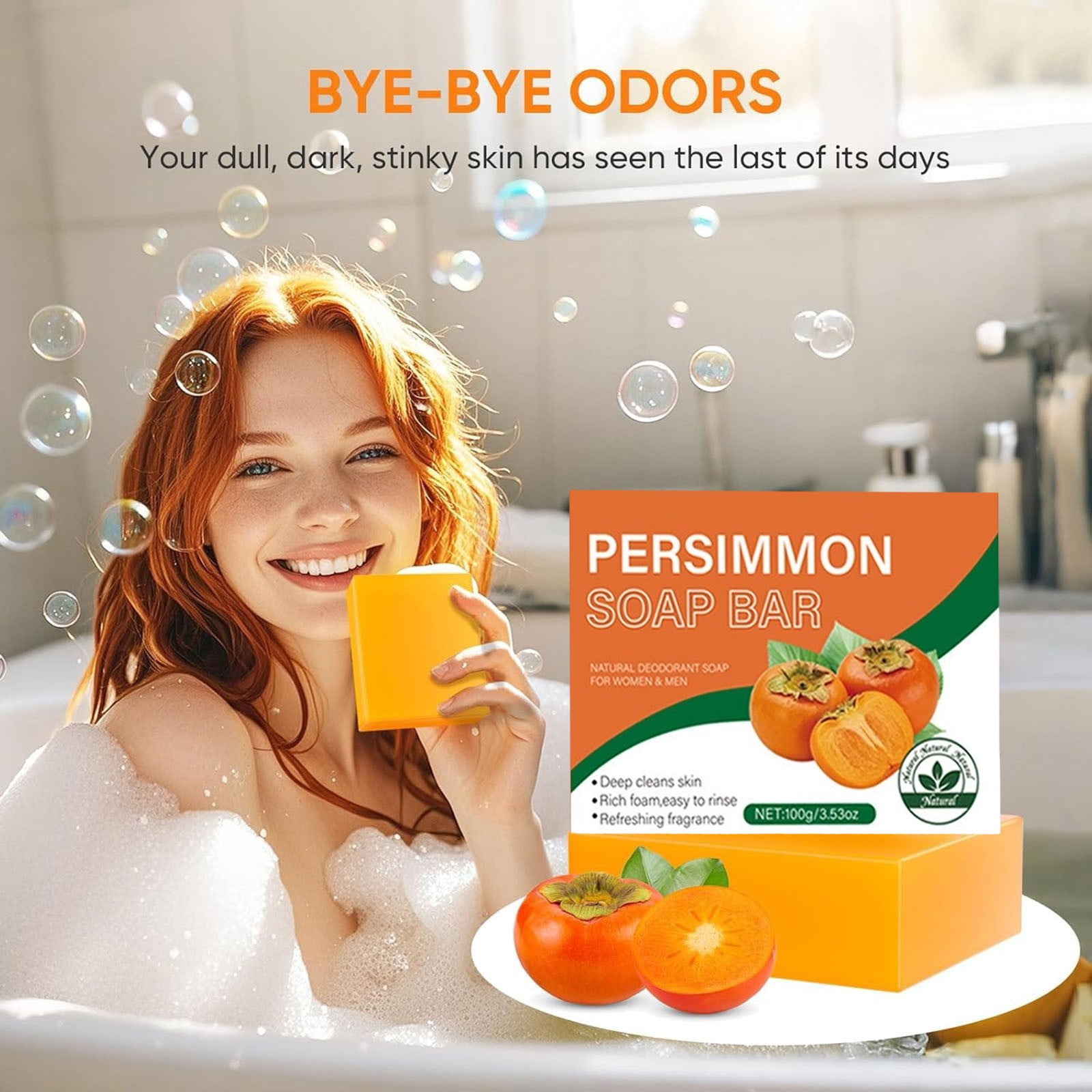 Persimmon Soap Deep Cleansing Body Bar Eliminates Unpleasant Odors ...