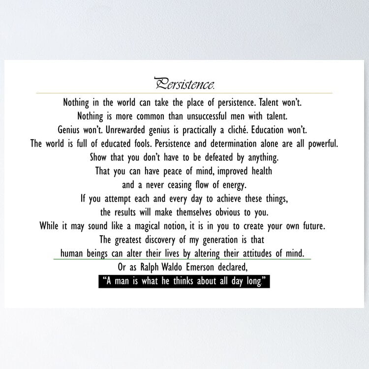 Persistence Quote Poster - Motivational Quote Poster By Biggcheddar ...